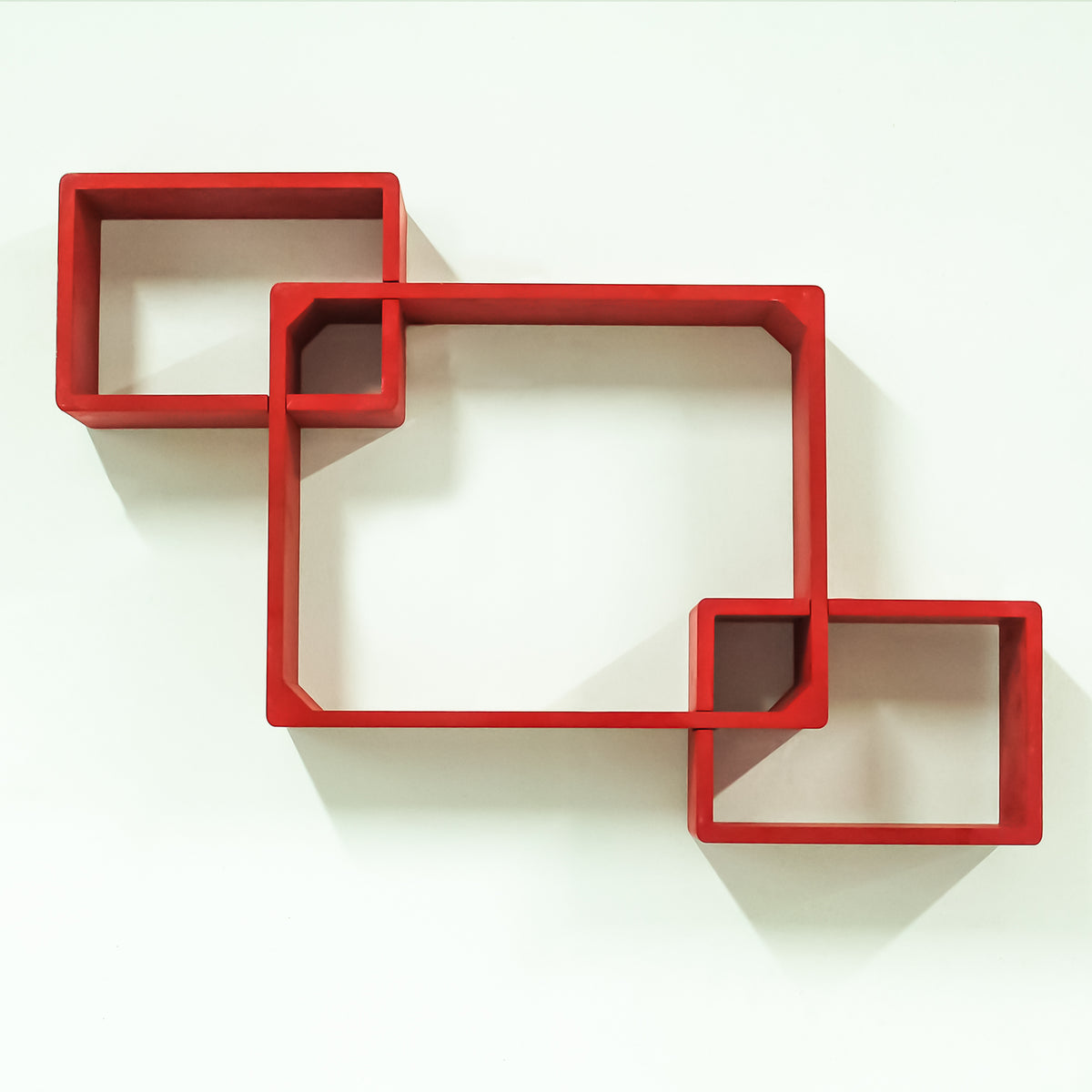 Cube Floating Wall Shelves, 3 Square Red Decorative Shelves for Home ...