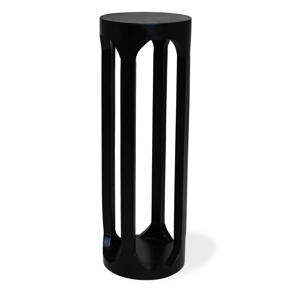 Modern Black Wooden Round Display Table - Mango Wood Home Accent ...