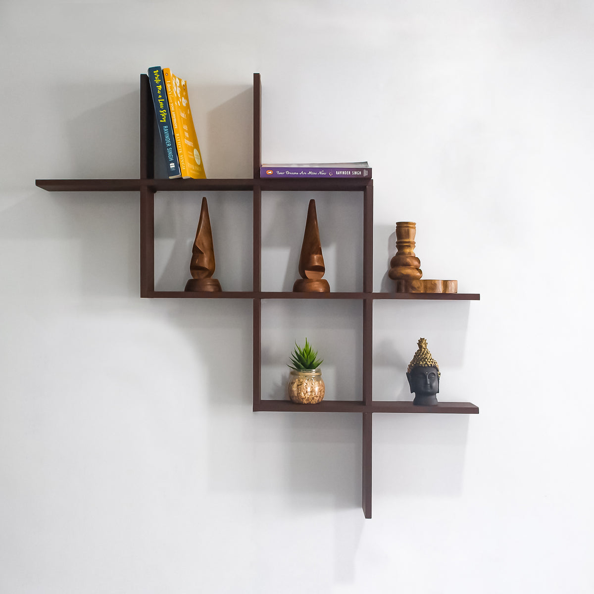 DIY Wooden Floating Shelves, Interlocking Modular Wall Storage Set ...